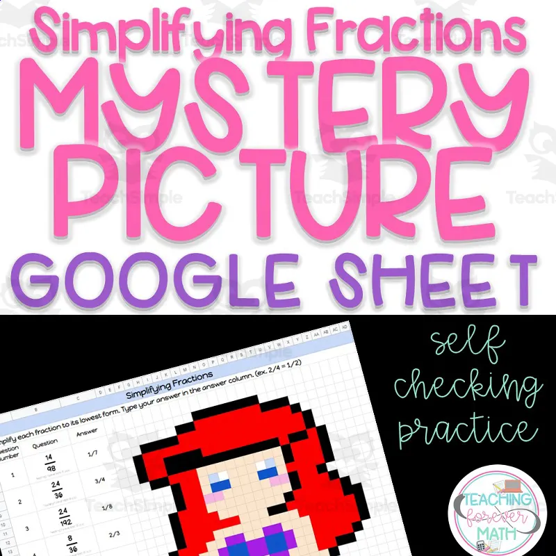 Simplifying Fraction - Mystery Picture - Self Checking by Teach Simple