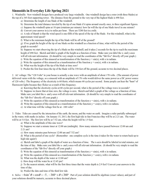 Sinusoids in Everyday Life by Teach Simple