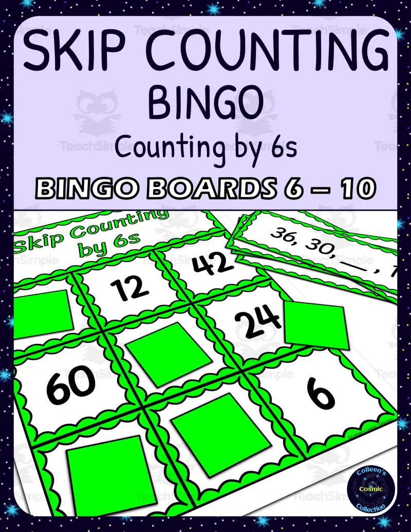 skip counting by 6s bingo - boards 6-10 by Teach Simple
