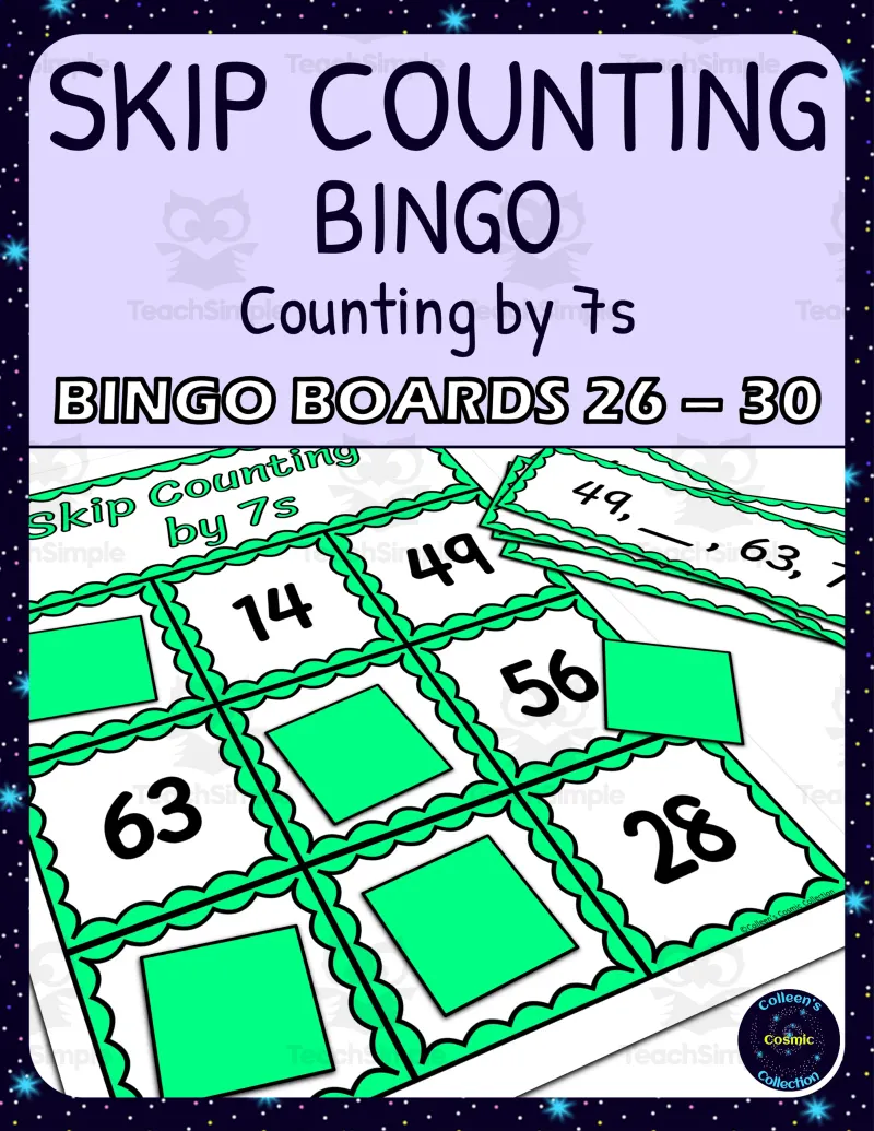 skip counting by 7s bingo - boards 26-30 by Teach Simple