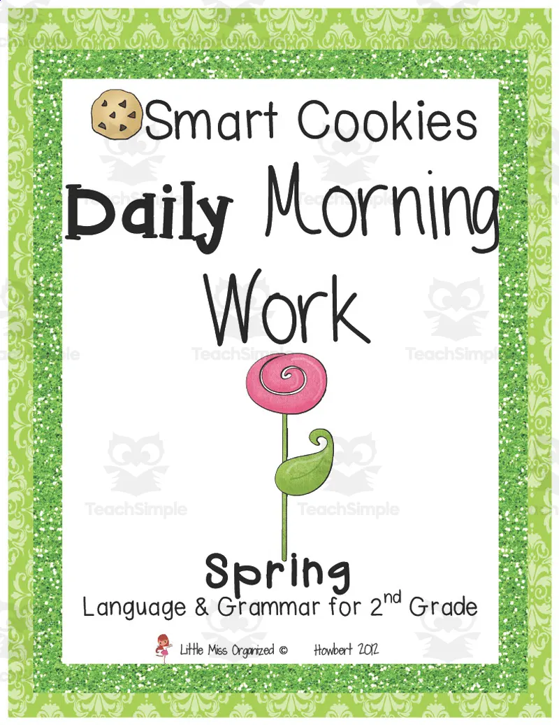 Smart Cookies Daily Morning Work | Spring Language and Grammar by Teach ...