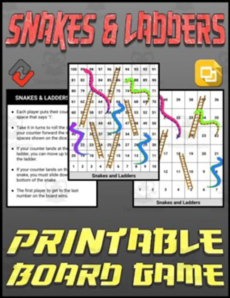 Snakes & Ladders Printable Board Game (Editable Google Slides) by Teach ...