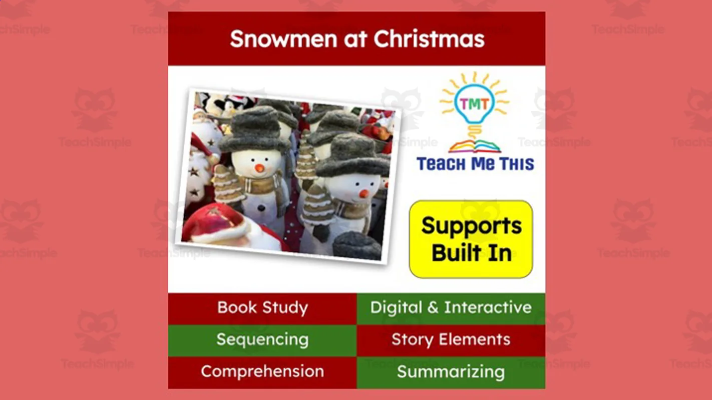 Snowmen at Christmas | Book Companion Activities | Digital Book Study ...