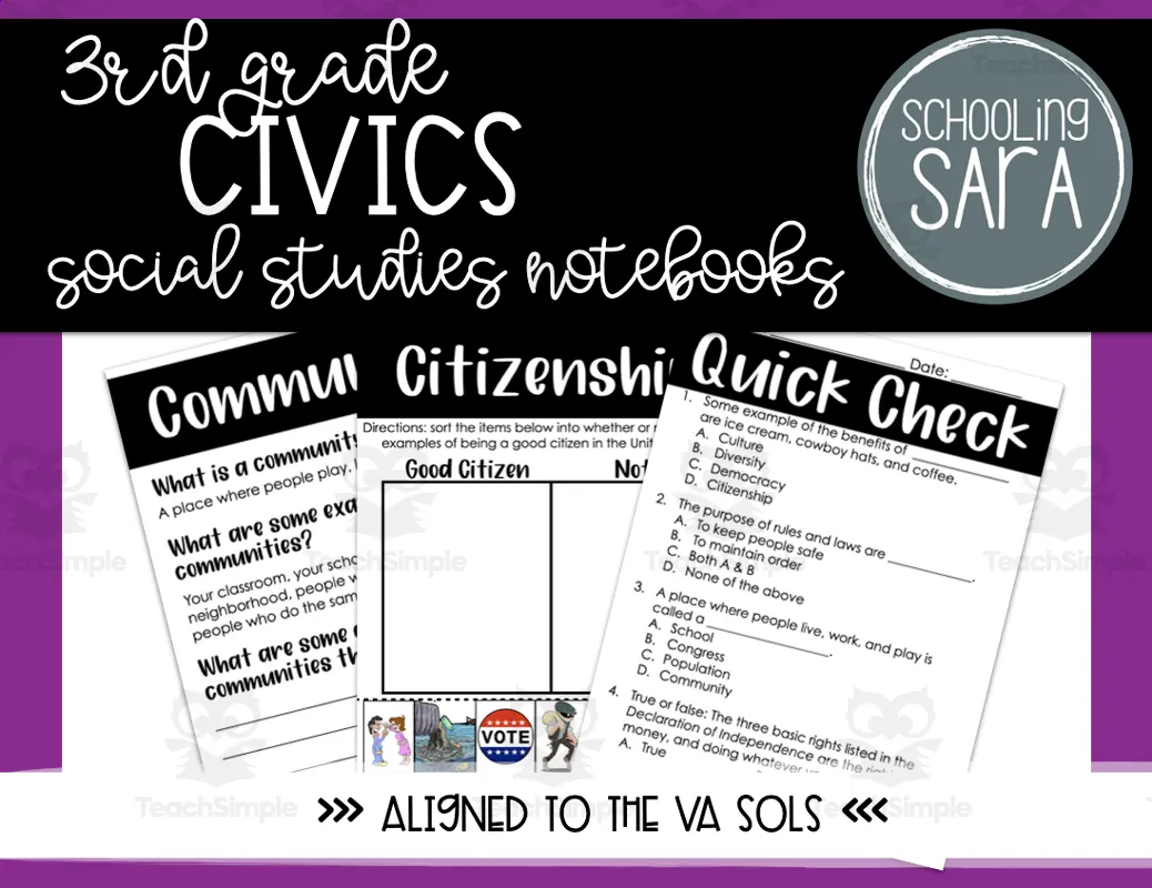 Social Studies Civics Notebook - VA SOL Aligned by Teach Simple