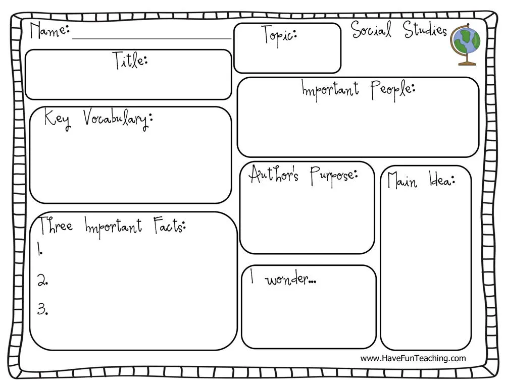 Social Studies Graphic Organizer Worksheet by Teach Simple