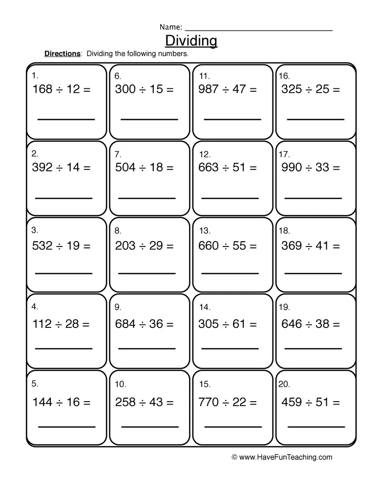 Solving Dividing 2 into 3 Digit Worksheet by Teach Simple Solving Dividing 2 into 3 Digit Worksheet by Teach Simple