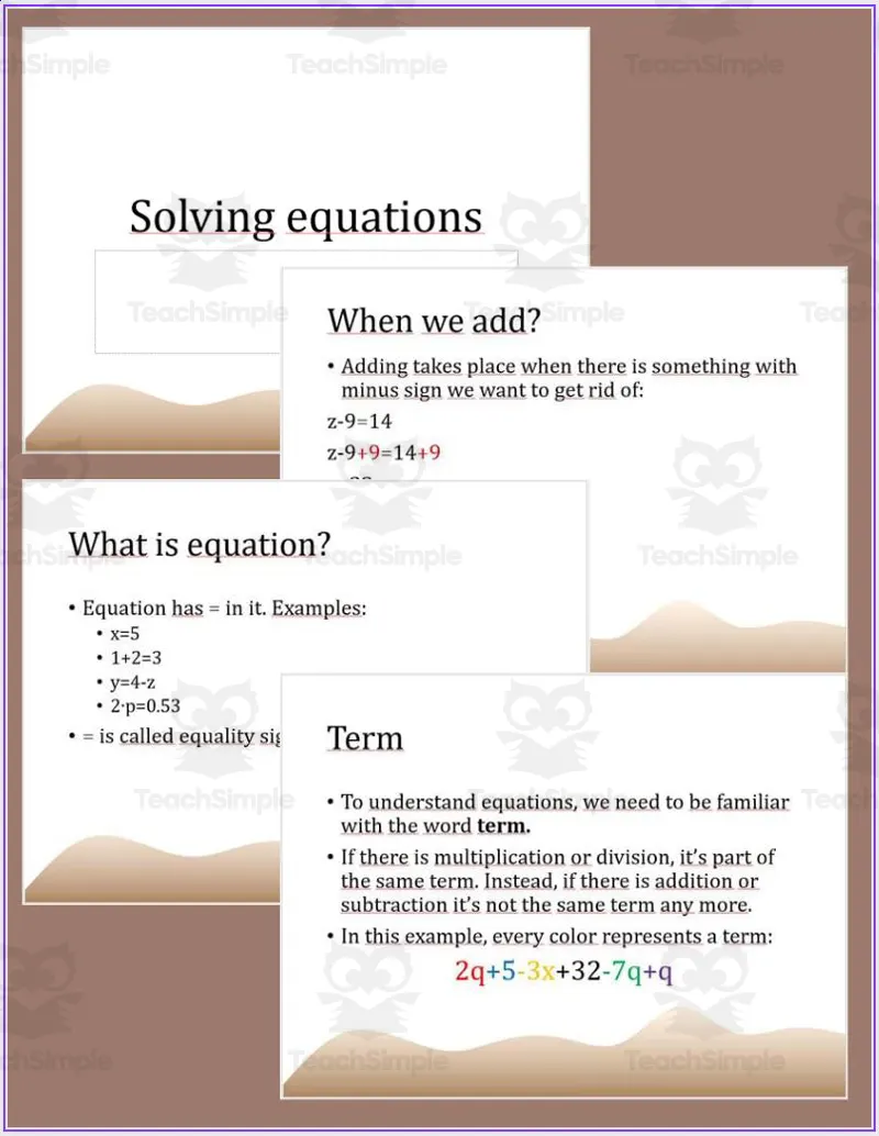 Solving Linear Equations Editable PowerPoint by Teach Simple Solving Linear Equations Editable PowerPoint by Teach Simple