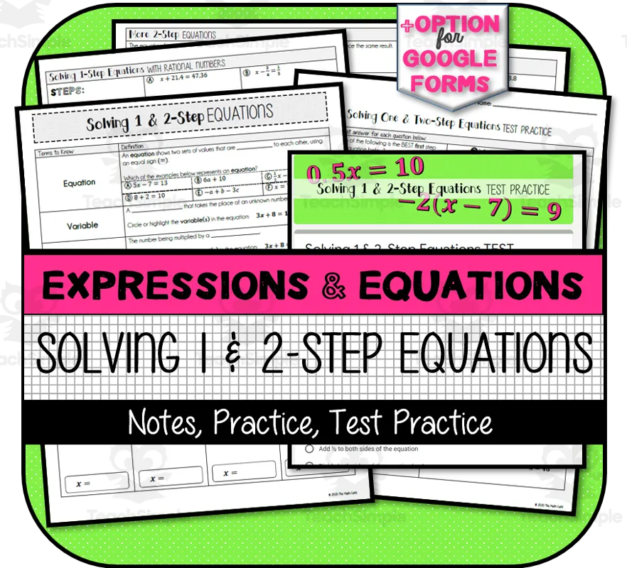 Solving One- & Two-Step Equations with Rational Numbers NOTES ...