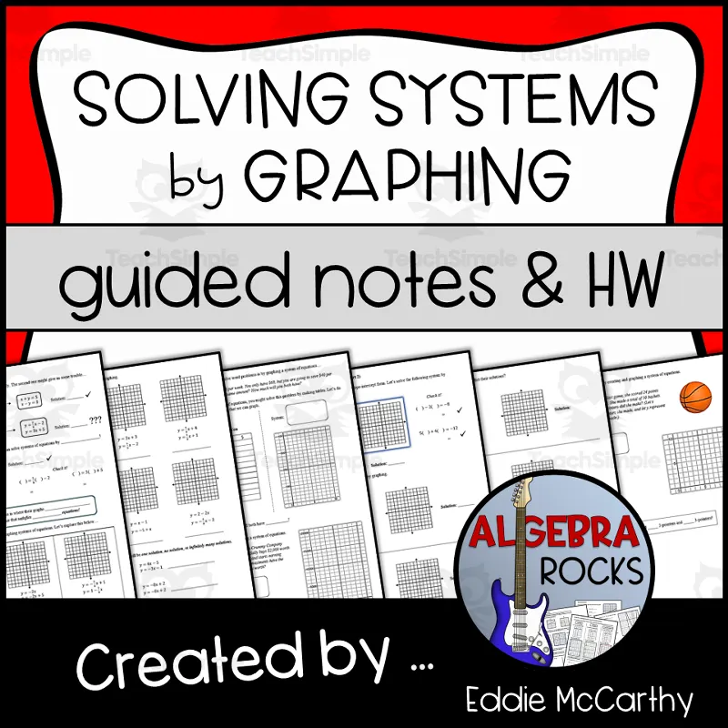 Solving Systems by Graphing Guided Notes + Homework Set by Teach Simple