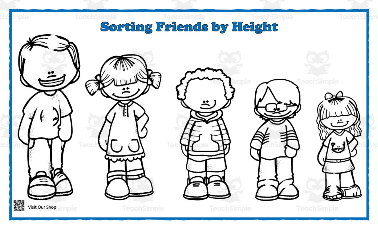 Sort Friends by Height Worksheet by Teach Simple