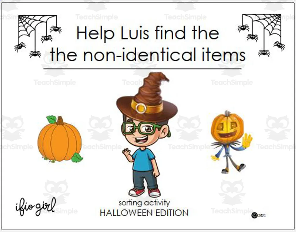 Sort Non-Identical Items - Halloween Edition by Teach Simple