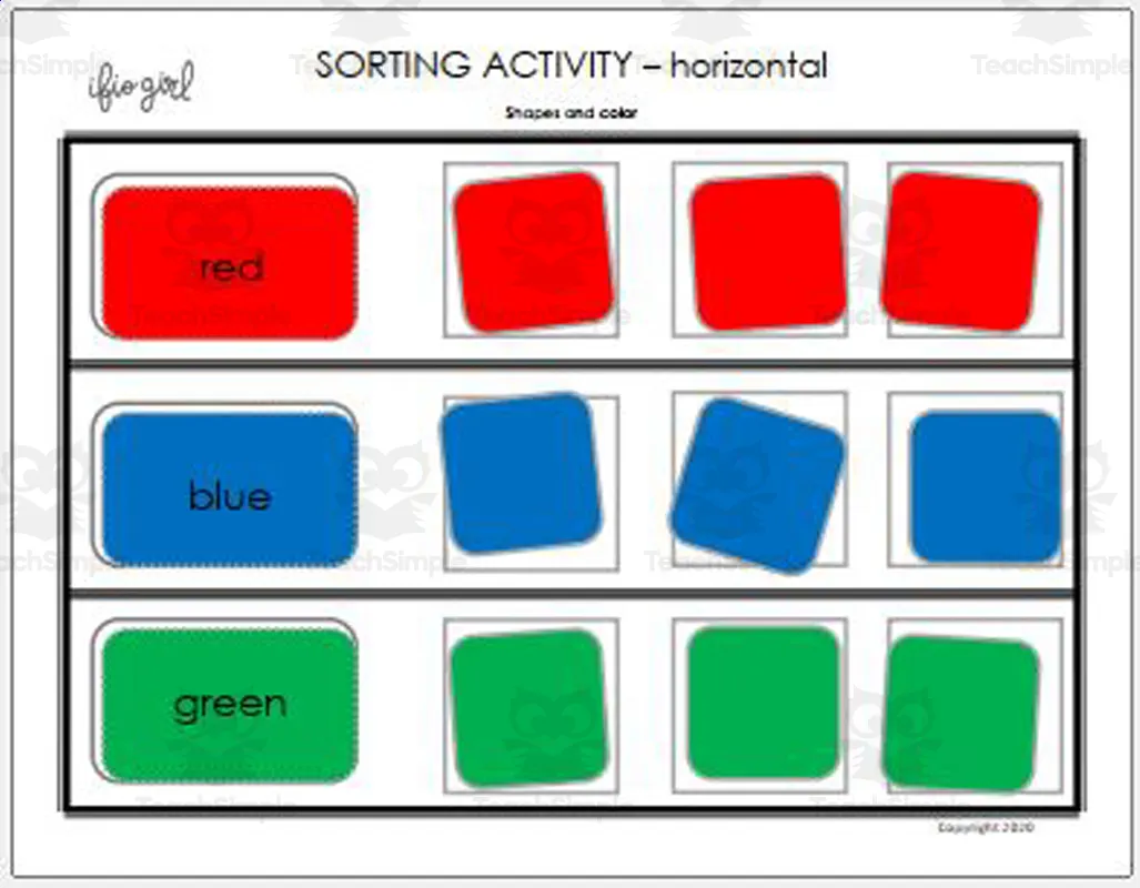 Sorting Activity: Shapes and Colors - Horizontal by Teach Simple