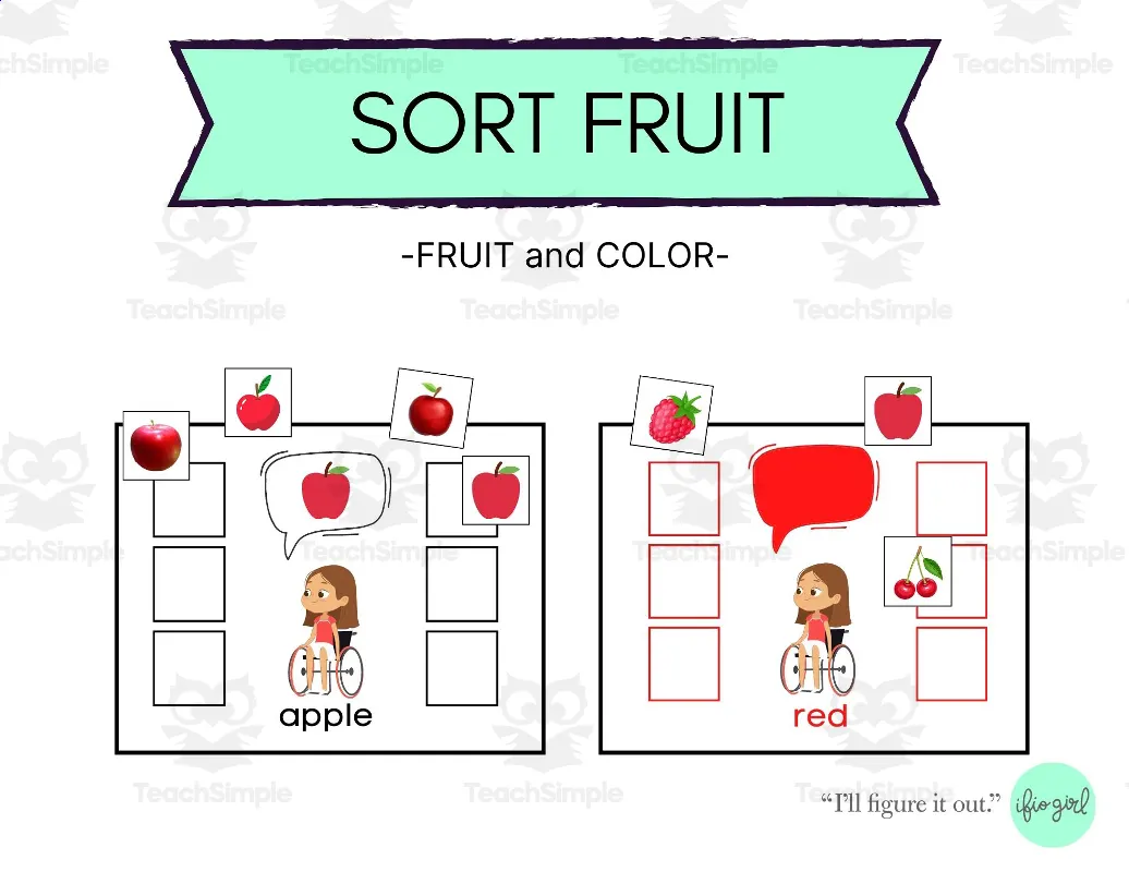 Sorting - Grouping Activity Non-Identical by FRUIT AND COLOR by Teach ...