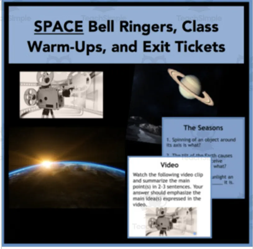 Space - Bell Ringers, Class Warm-Ups, and Exit Tickets by Teach Simple