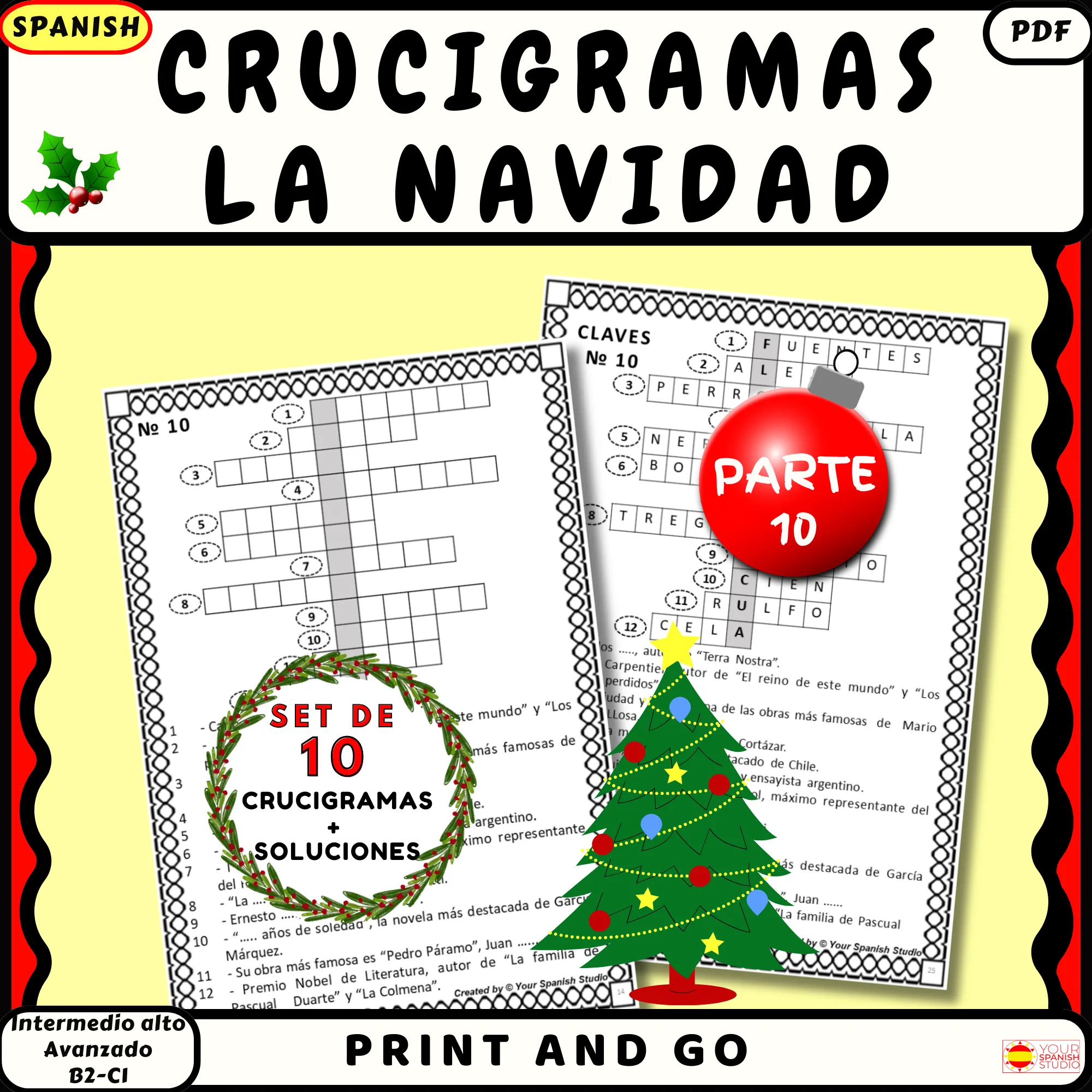Spanish Christmas crossword Part10 Worksheet Key Crucigrama La Navidad ...