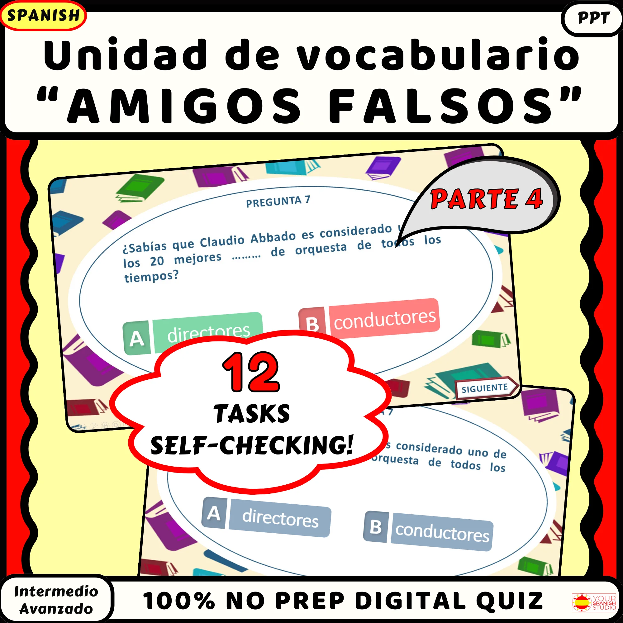 Spanish English false cognates assessment quiz Part 4 by Teach Simple