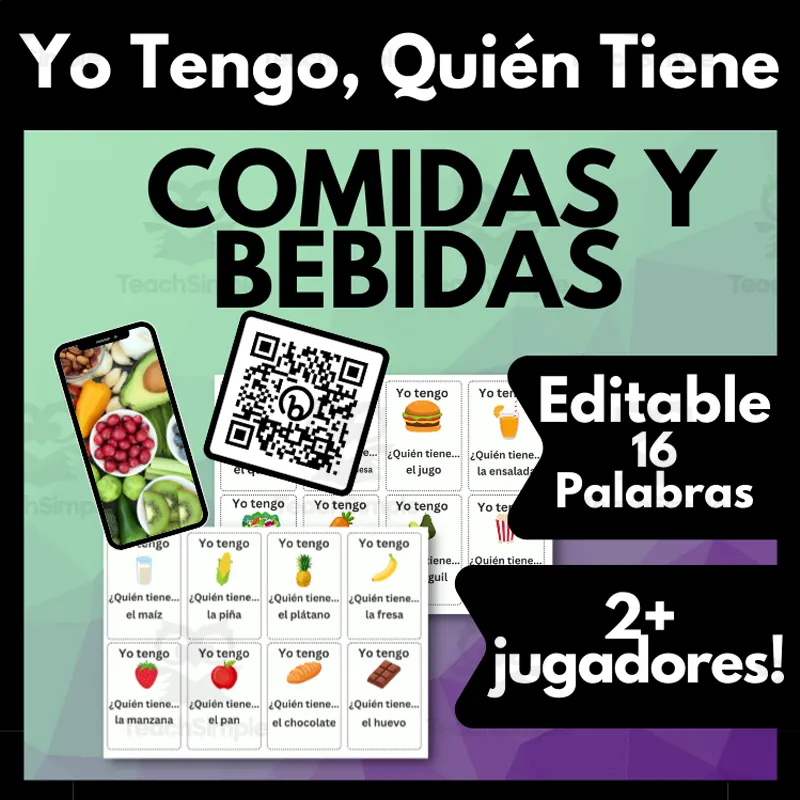 Spanish Food Vocabulary Game Comidas y Bebidas Juego de Vocabulario by ...