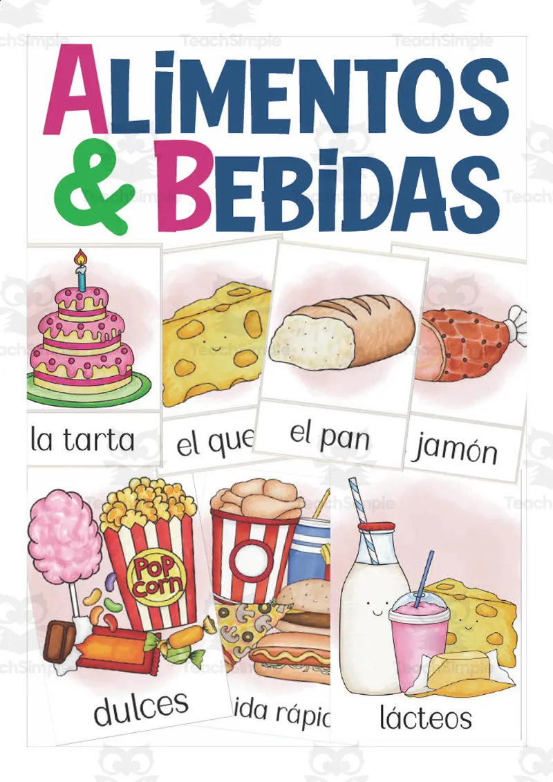 Spanish: Foods & Beverages Flash Cards by Teach Simple