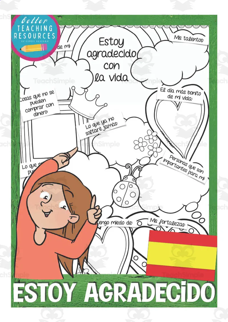 Spanish: I Am Grateful | All About Worksheets by Teach Simple