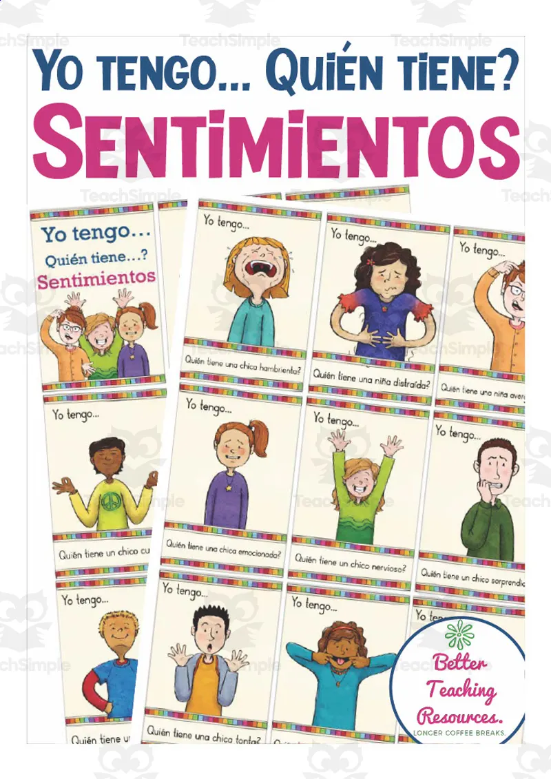 Spanish: I Have Who Has? | Feelings Card Game by Teach Simple