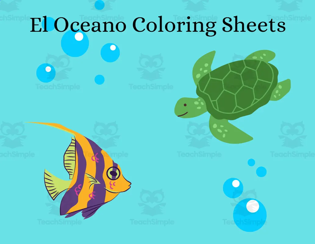 Spanish: Ocean Coloring Pages by Teach Simple