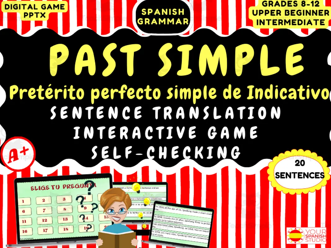 Spanish Past Simple digital sentence translation quiz 20 tasks by Teach ...