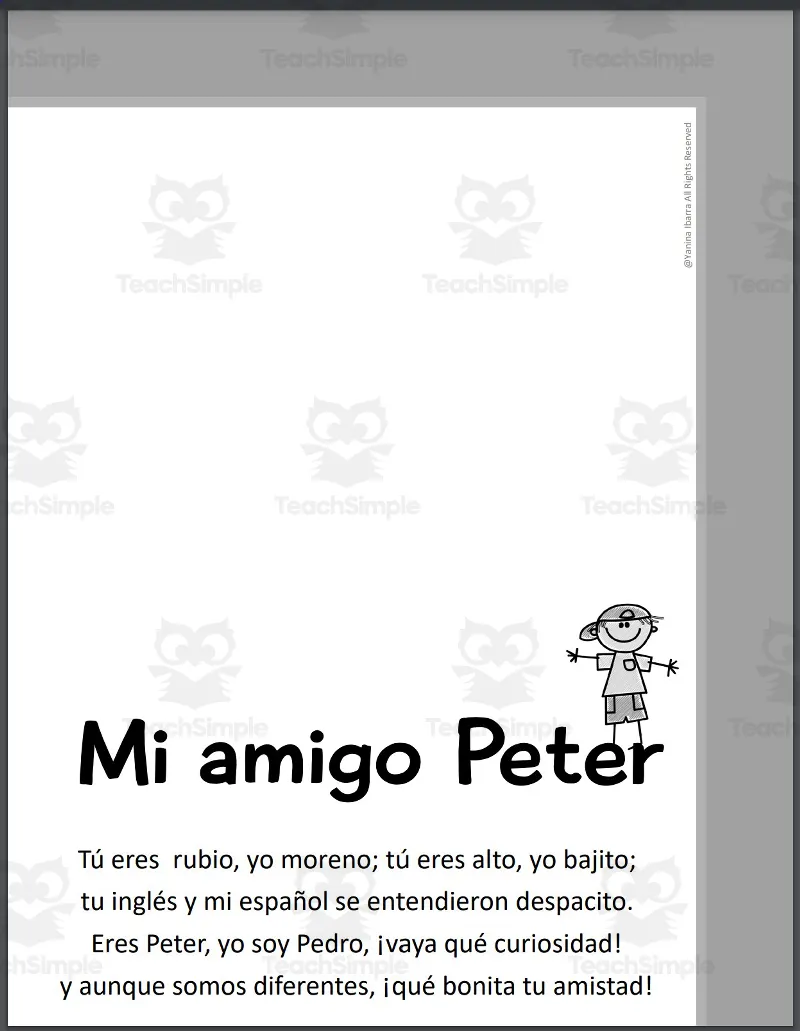 Spanish Poetry: Mi amigo Peter- Poesía en español - Versión Mosaico BW ...
