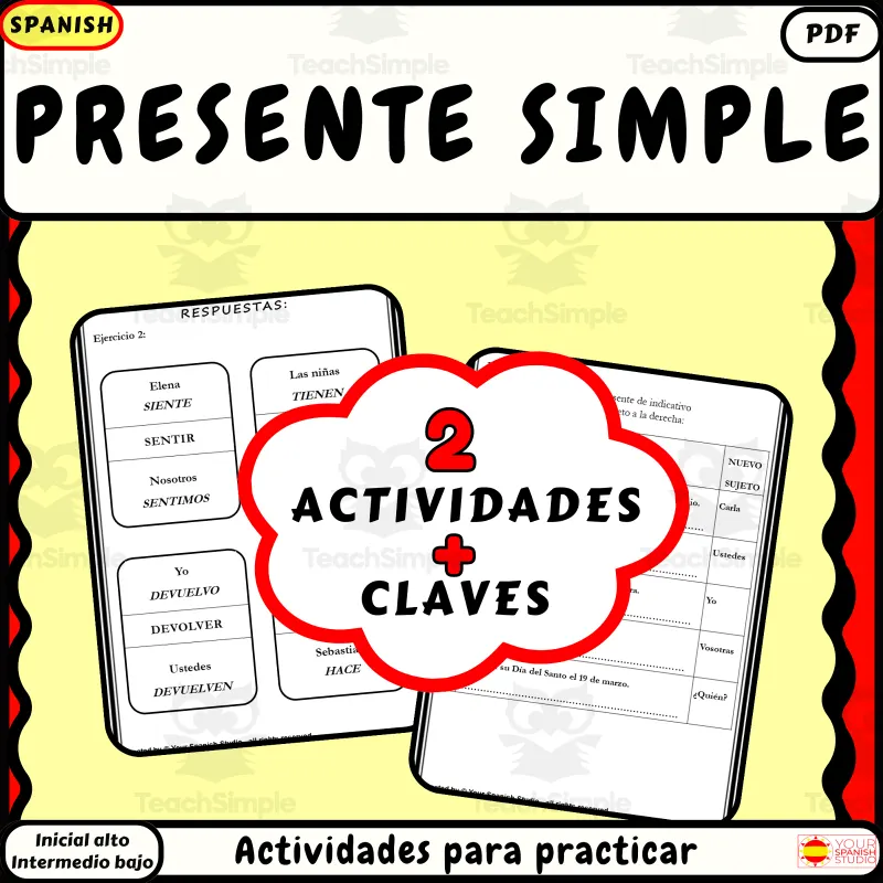 Spanish Present Simple activities and keys 2 Ejercicios para Practicar ...