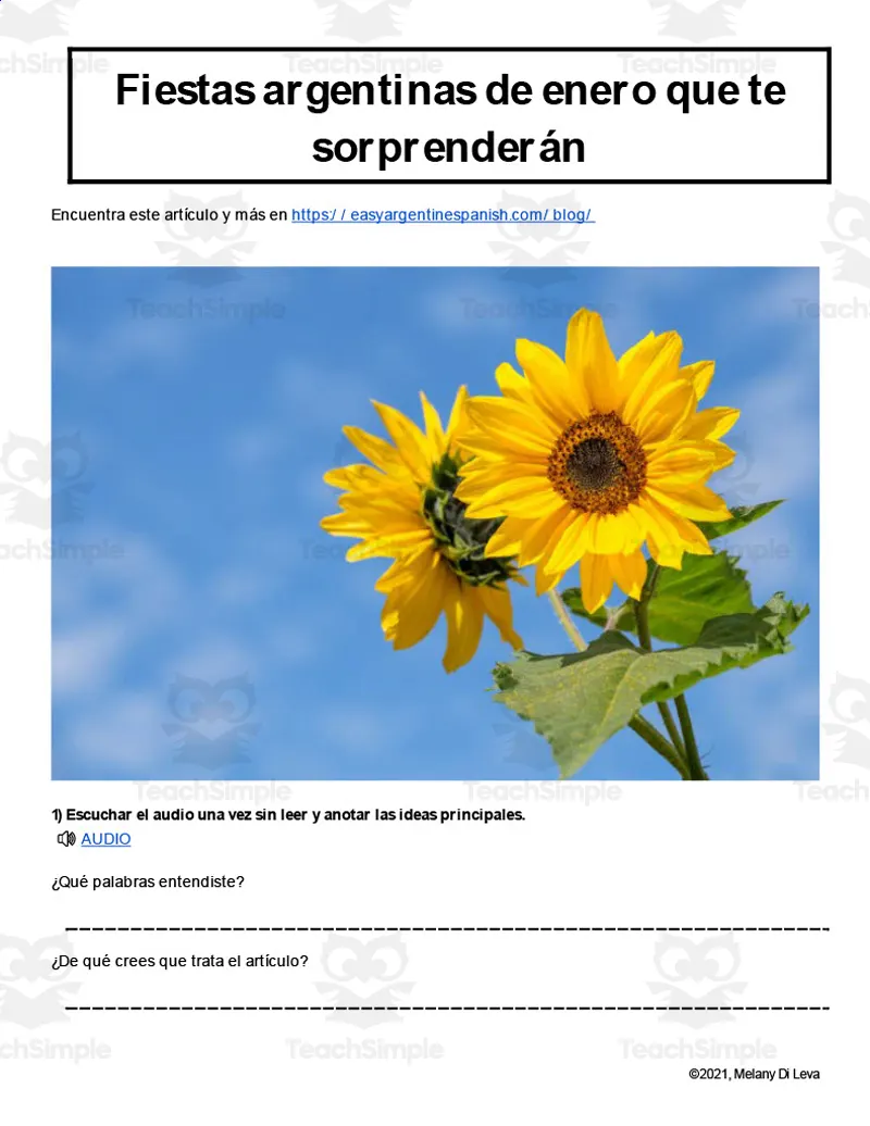 Spanish: Reading + Listening Activity | Fiestas argentinas de enero que ...