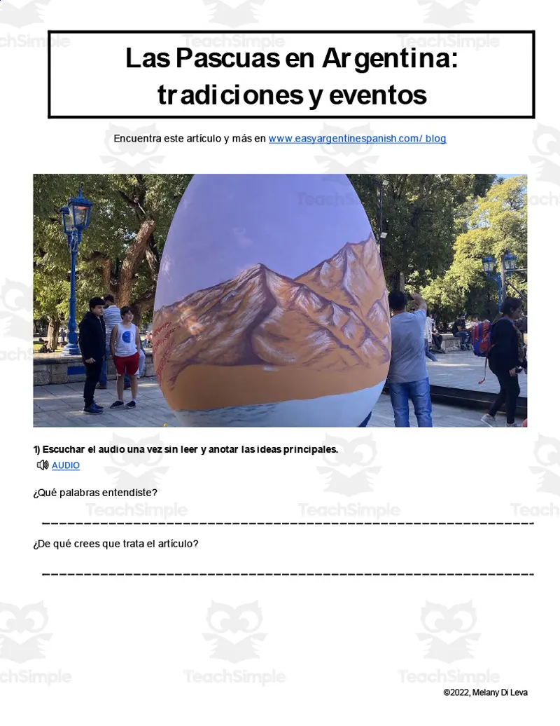 Spanish: Reading + Listening Activity | Las Pascuas en Argentina ...