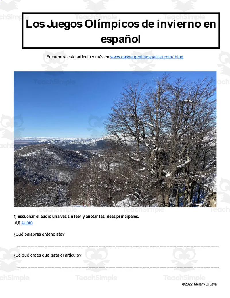 Spanish: Reading + Listening Activity | Los Juegos Olímpicos de ...