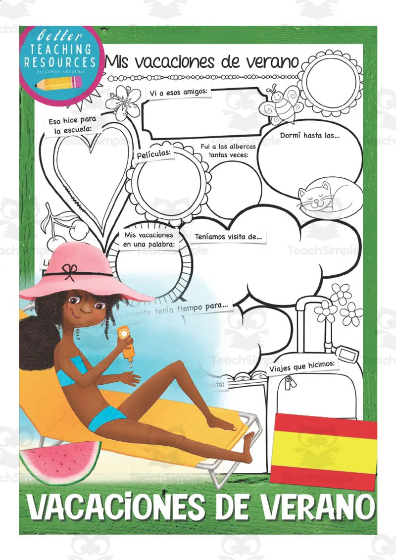 Spanish: Summer Vacation | All About Worksheets by Teach Simple