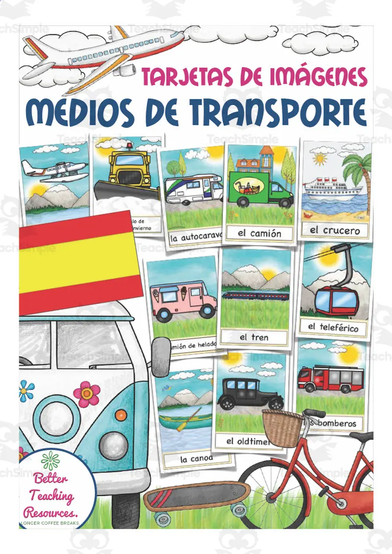 Spanish: Transportation Flash Cards by Teach Simple