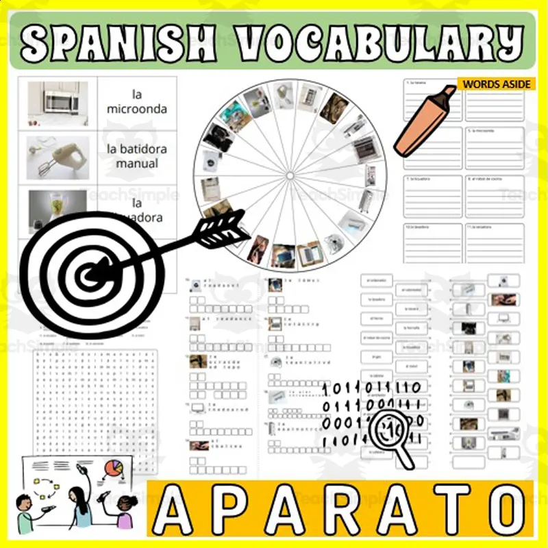 Spanish Vocabulary Flash Cards Crossword Wordsearch Anagram APPLIANCES ...
