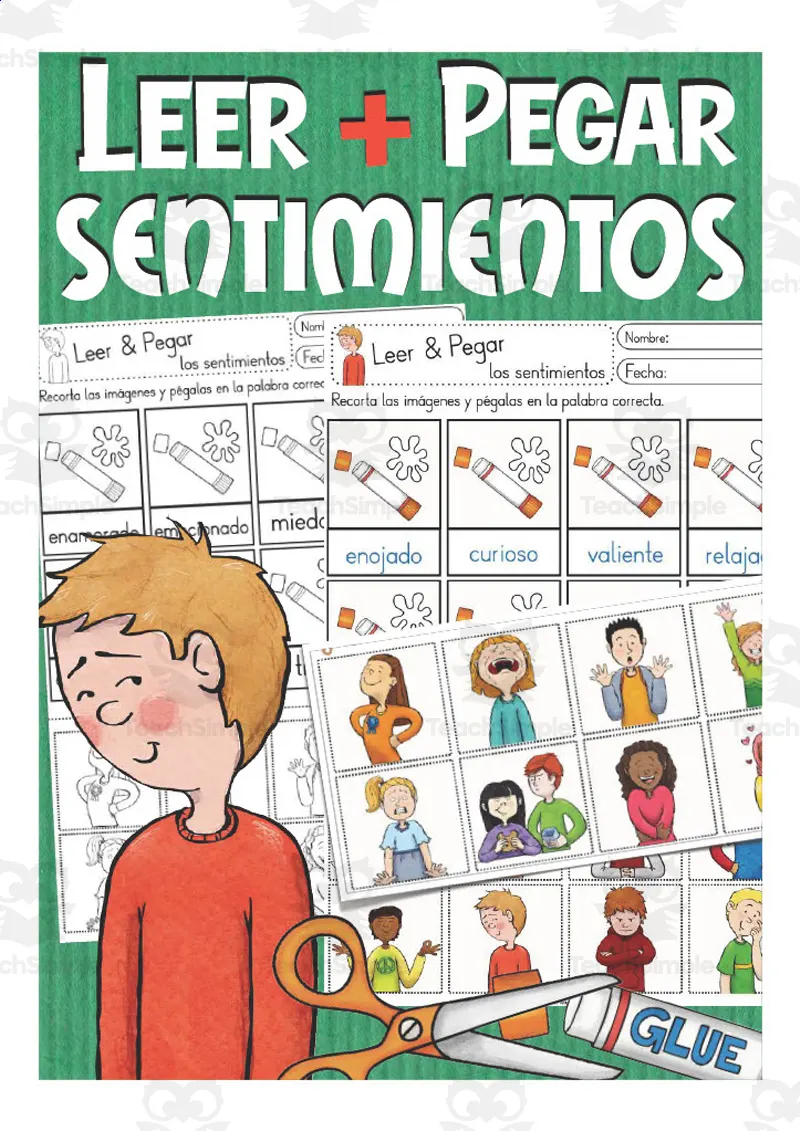 Spanish: Vocabulary Practice Sheet | Feelings Cut and Paste by Teach Simple