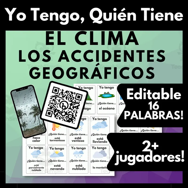 Spanish Weather & Landform Vocabulary Game Juego de Vocabulario by ...