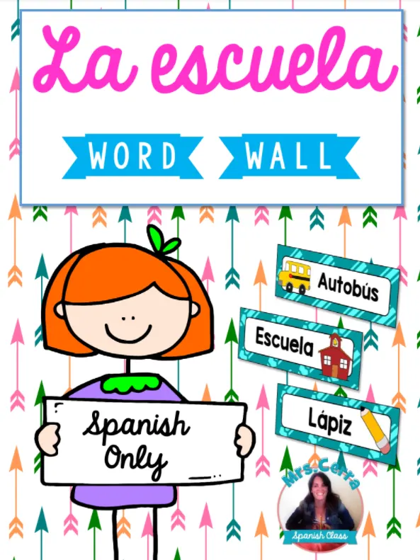 Spanish Word Wall Cards - La Escuela by Teach Simple