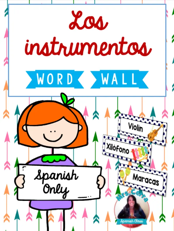 Spanish Word Wall Cards - Los Instrumentos Musicales/Musical ...