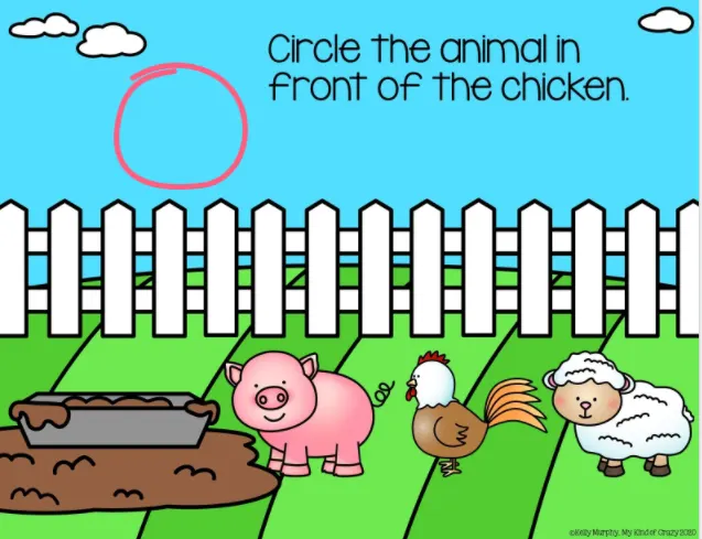 Spatial Concepts Behind and In Front Of Google Slides by Teach Simple