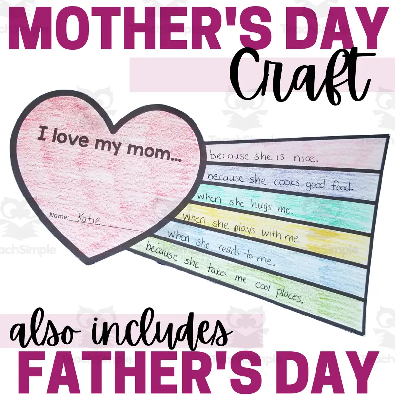 Special Person Writing and Craft for Mother's Day, Father's Day and ...