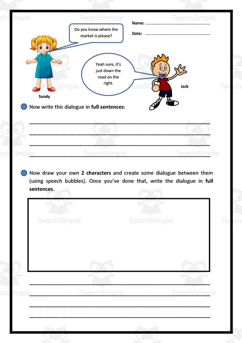Speech Marks Worksheet by Teach Simple