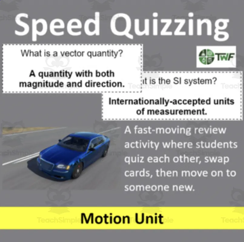 Speed Quizzing – Motion Unit by Teach Simple