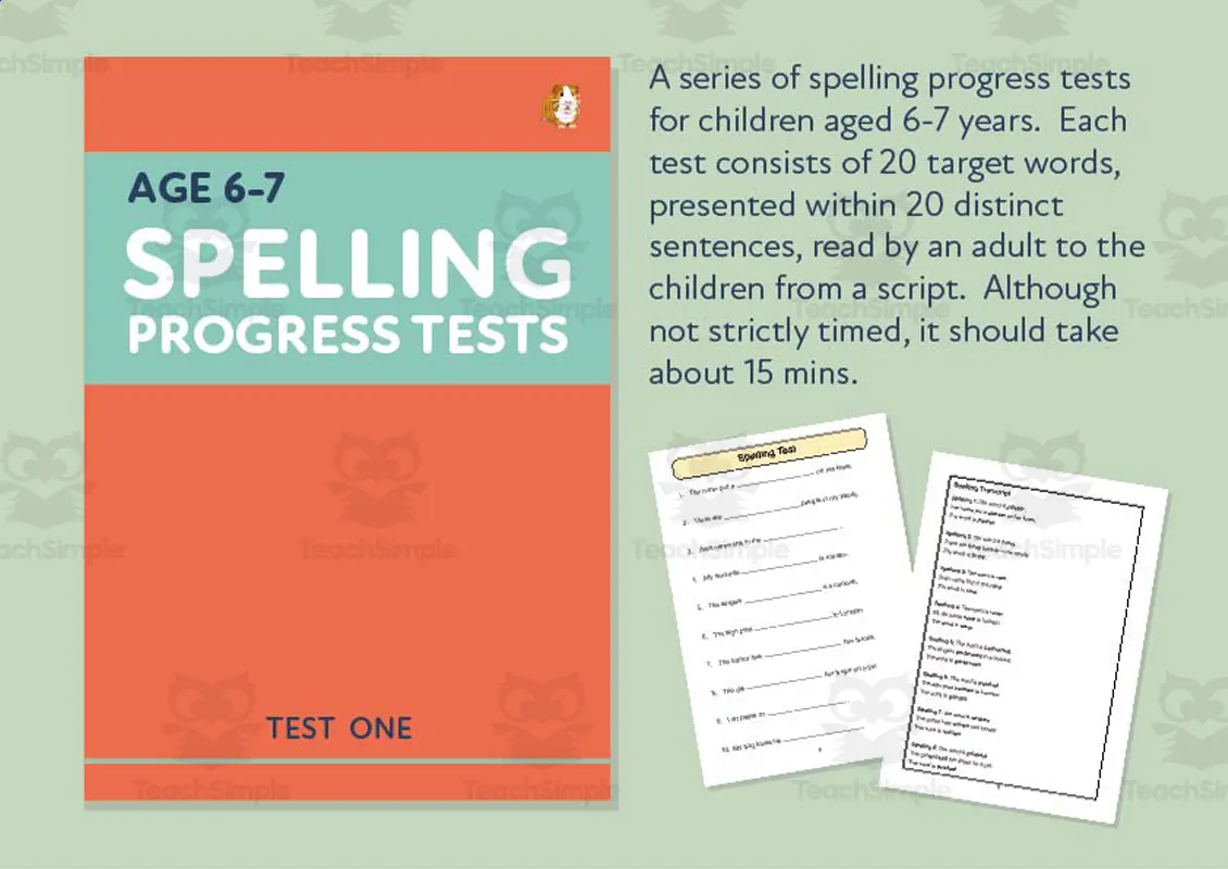 Spelling Progress Test - Test One - Age 6-7 (KS1) by Teach Simple