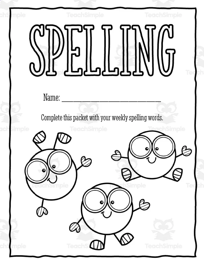 Spelling Weekly Work Packet by Teach Simple