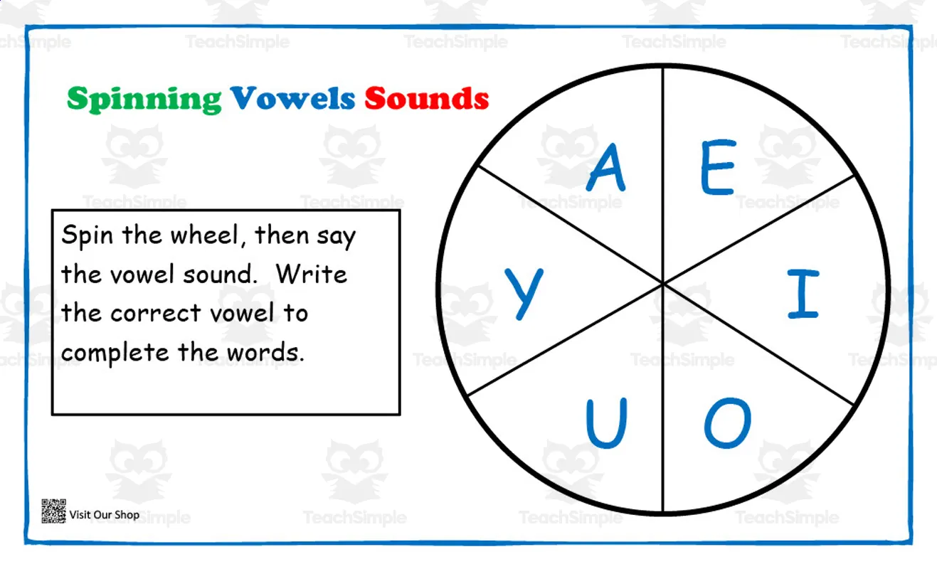 Spinning Vowel Sounds Activity by Teach Simple