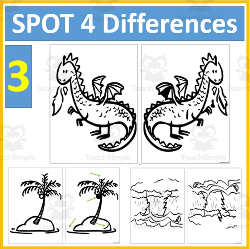 Spot Four Differences Series |3| by Teach Simple