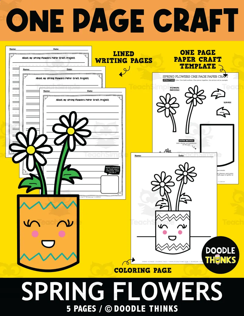 Spring Flowers One Page Paper Craft Art Activities by Teach Simple
