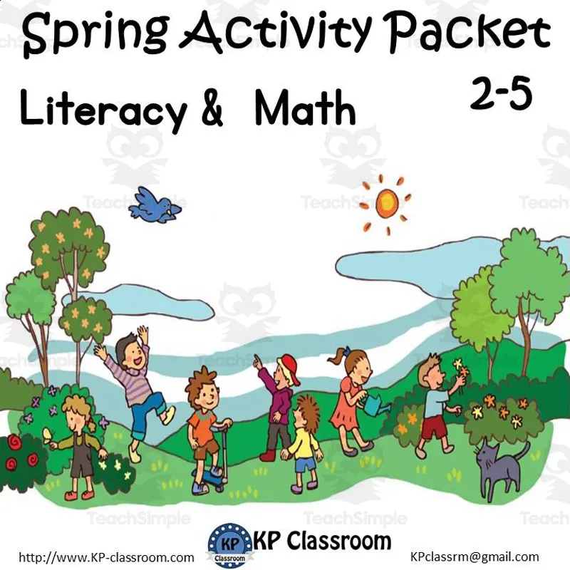 Spring No Prep Literacy and Math Activity Packet for 2-5 by Teach Simple