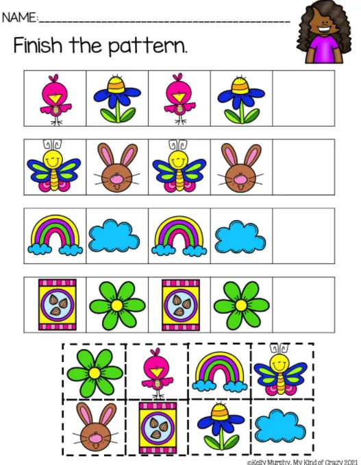 Spring Patterns AB ABB Printable by Teach Simple