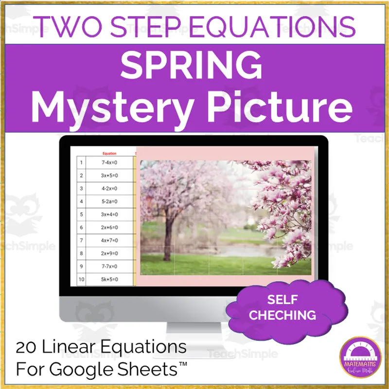 Spring Solving Two Step Equations Mystery Picture Activity Google ...